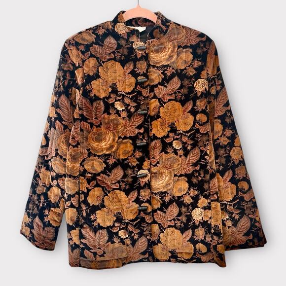 Vintage | Jackets & Coats | Vintage Velvet Floral Quilted Boho Cottage ...